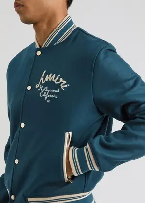 Amiri Logo-embroidered Wool-blend Varsity Jacket