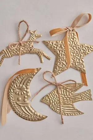 Free People Gilded Tin Ornament - Moon