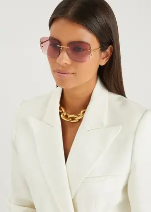 Cartier Signature C De Rimless Square-frame Sunglasses - Gold