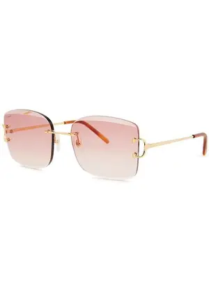 Cartier Signature C De Rimless Square-frame Sunglasses - Gold