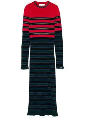 Sonia Rykiel Paris Striped Knitted Midi Dress