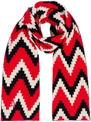 Perfect Moment Chevron-print Merino Scarf - Red