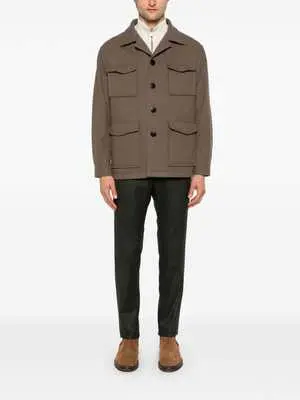 Tagliatore Fleece Shirt Jacket - Brown