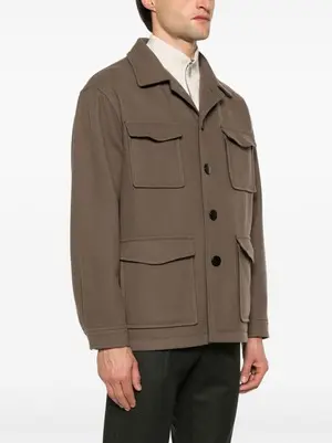 Tagliatore Fleece Shirt Jacket - Brown