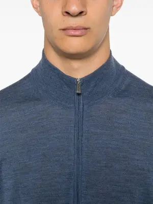 Fedeli Virgin Wool Cardigan - Blue