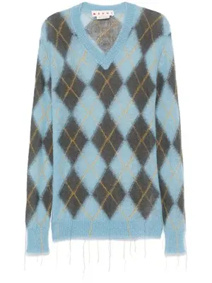 Marni Argyle-intarsia Sweater - Blue