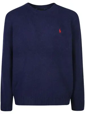 Polo Ralph Lauren Crew Neck Sweater With Embroidered Logo - Blue