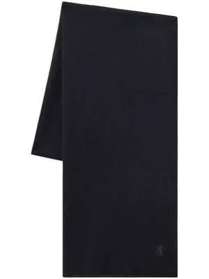 Pringle Of Scotland Logo-embroidered Cashmere Scarf - Black