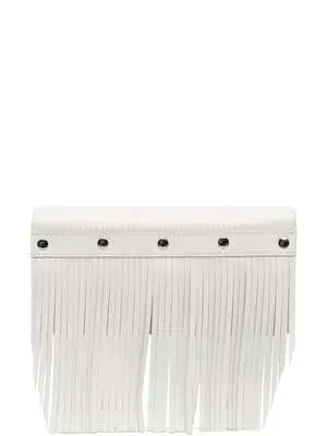 Comme Des Garçons Stud-embellished Fringed Leather Wallet - White