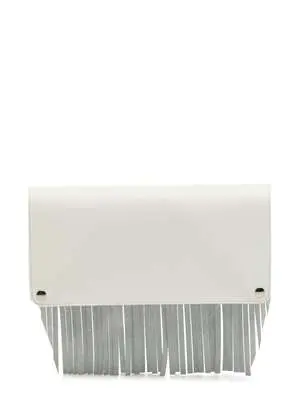 Comme Des Garçons Stud-embellished Fringed Leather Wallet - White