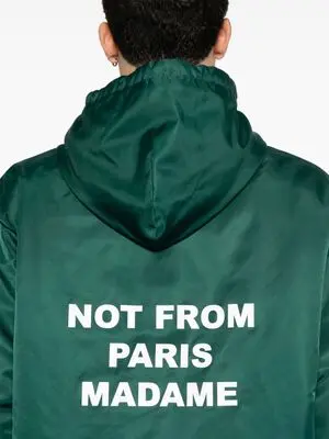 Drole De Monsieur Slogan Print Parka - Green