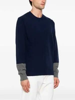 Comme Des Garçons Colour-block Lambswool Sweater - Blue