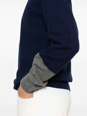 Comme Des Garçons Colour-block Lambswool Sweater - Blue