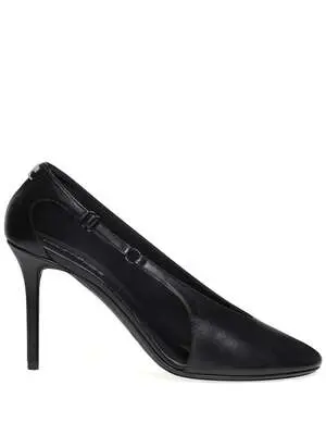 COURREGES 100mm Oblique Leather Pumps - Black
