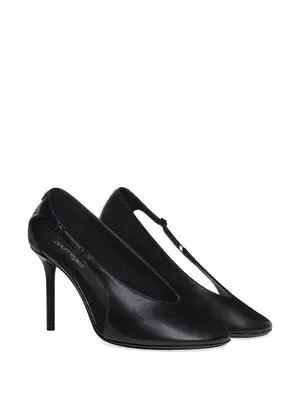 COURREGES 100mm Oblique Leather Pumps - Black