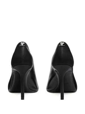 COURREGES 100mm Oblique Leather Pumps - Black