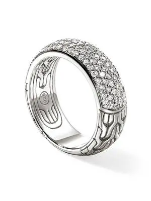 John Hardy 14kt White Gold And Diamond Band Ring