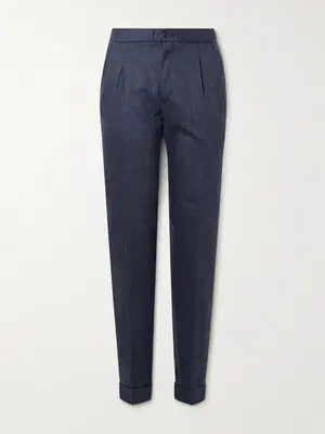 Thom Sweeney Slim-fit Pleated Wool-blend Trousers