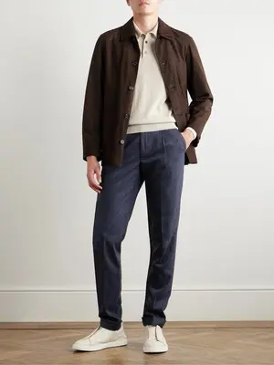 Thom Sweeney Slim-fit Pleated Wool-blend Trousers