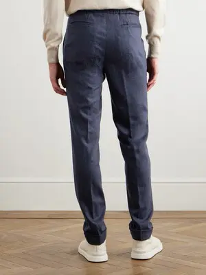 Thom Sweeney Slim-fit Pleated Wool-blend Trousers