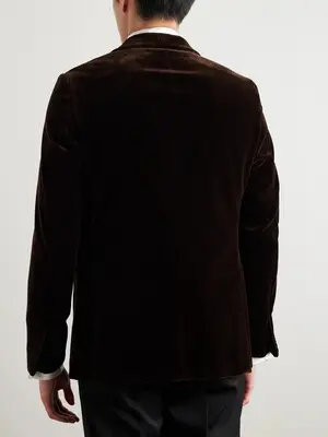 Zegna Satin-trimmed Cotton-velvet Tuxedo Jacket - Brown