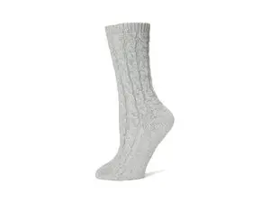 Eberjey Braided Cable Knit Crew Socks - Light Heather Grey