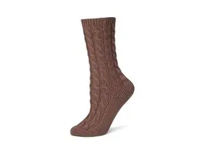 Eberjey Cozy Cable Knit Crew Socks - Taupe