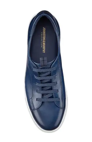 Johnston & Murphy Anson Lace-to-toe Sneaker - Navy Hand-stained Calfskin