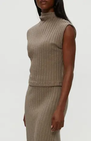 Michael Stars Nara Rib Funnel Neck Knit Top