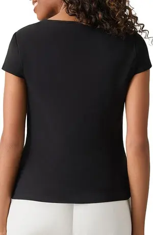 KASPER Cap Sleeve Cowl Neck Top - Black