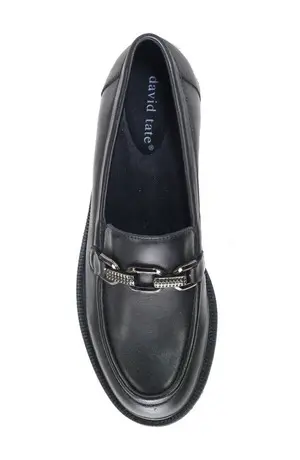 DAVID TATE Magical Rhinestone Lug Loafer - Black Nappa