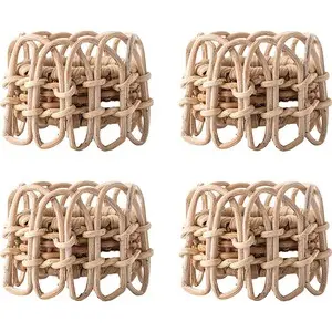 JULISKA Provence Set Of 4 Rattan Napkin Rings - Natural/ Whitewash