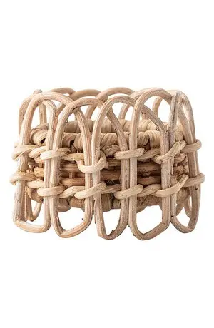 JULISKA Provence Set Of 4 Rattan Napkin Rings - Natural/ Whitewash