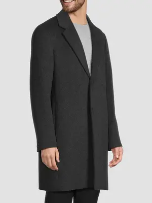 Vince Notch Lapel Wool-blend Coat - Charcoal
