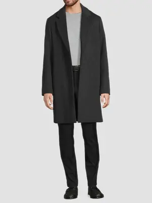 Vince Notch Lapel Wool-blend Coat - Charcoal