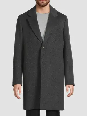 Vince Notch Lapel Wool-blend Coat - Charcoal
