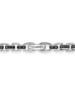 David Yurman Box Chain Necklace With Black Diamonds - Black/silver