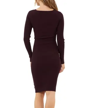 RIPE MATERNITY Sadie Rib Knit Nursing Dress - Maroon