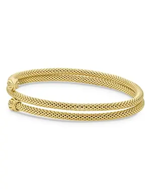 Lagos 18k Yellow Caviar Endcap Double Wrap Bracelet