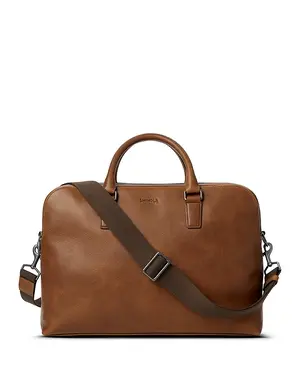 Shinola Leather Double Zip Briefcase - Medium Brown