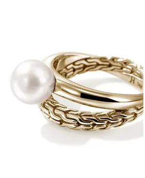 John Hardy Jh Essential Pearl Crossover Ring