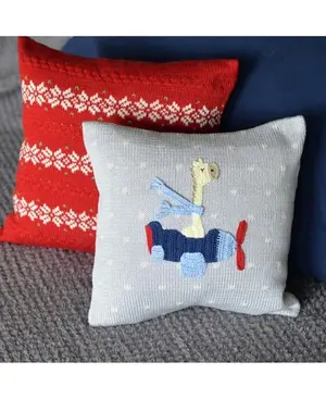 MELANGE COLLECTION Knit Cotton 10 Giraffe Pilot In Plane Pillow