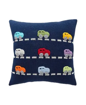 MELANGE COLLECTION Knit Cotton 10 Mini Car Pillow - Navy