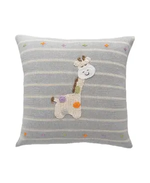 MELANGE COLLECTION Knit Cotton 12 Spotted Giraffe Pillow - Grey