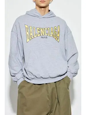 Balenciaga Logo-print Hoodie - Grey