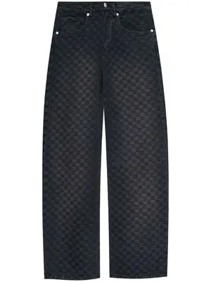 MISBHV Jacquard Monogram Wide Leg Jeans - Black