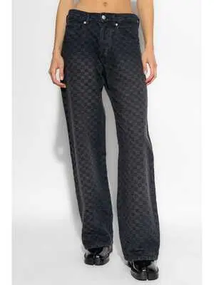 MISBHV Jacquard Monogram Wide Leg Jeans - Black
