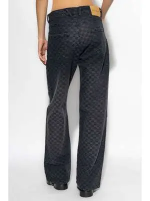 MISBHV Jacquard Monogram Wide Leg Jeans - Black