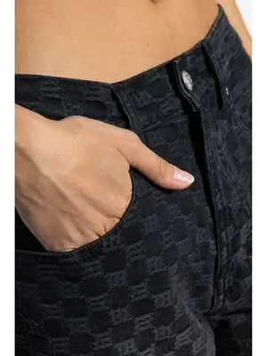 MISBHV Jacquard Monogram Wide Leg Jeans - Black