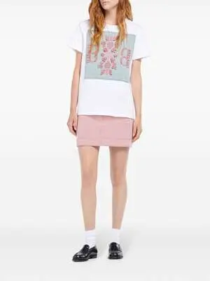 BARRIE Contrast-stitch Mini Skirt - Pink